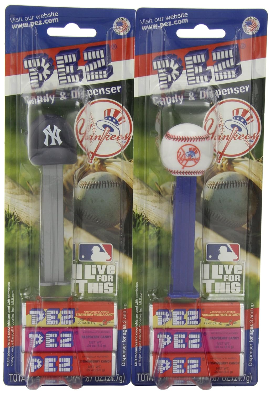 Amazon.com : PEZ MLB New York Yankees, 0.87-Ounce Candy Dispensers ...