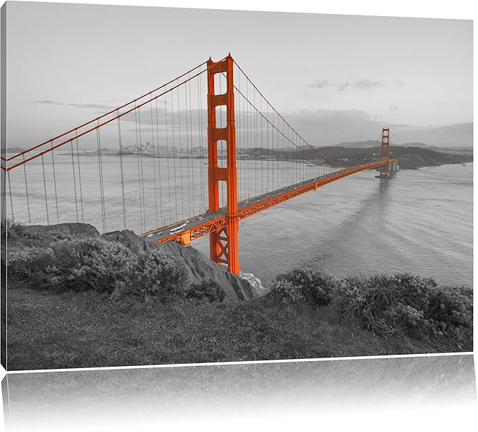 Golden Gate Bridge San Francisco schwarz/weiß Format: 60x40 auf Leinwand, XXL riesige Bilder ...