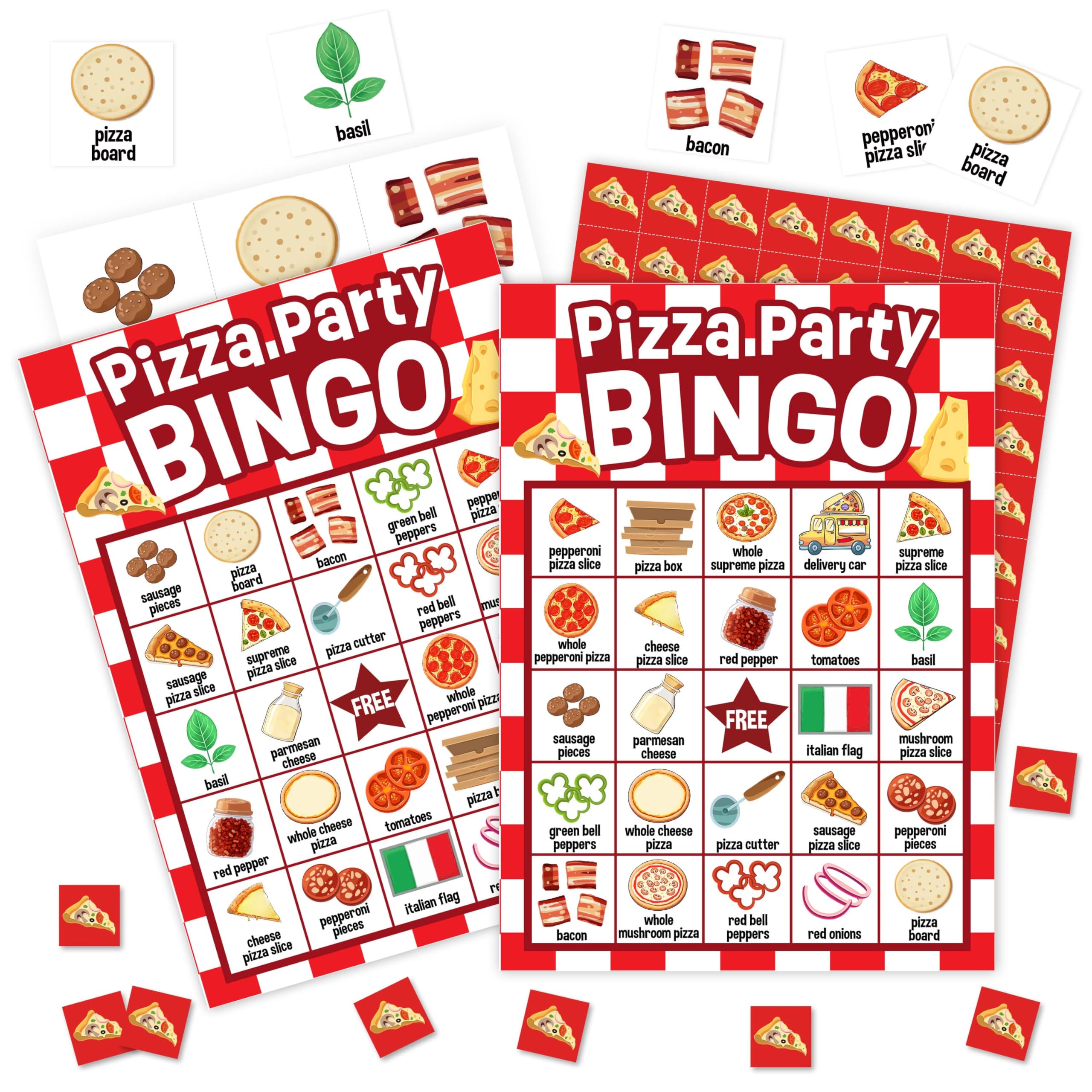 Pizza Games Bingo Cards, Gourmet Food Theme Bingo Game, Pizza Baby ...