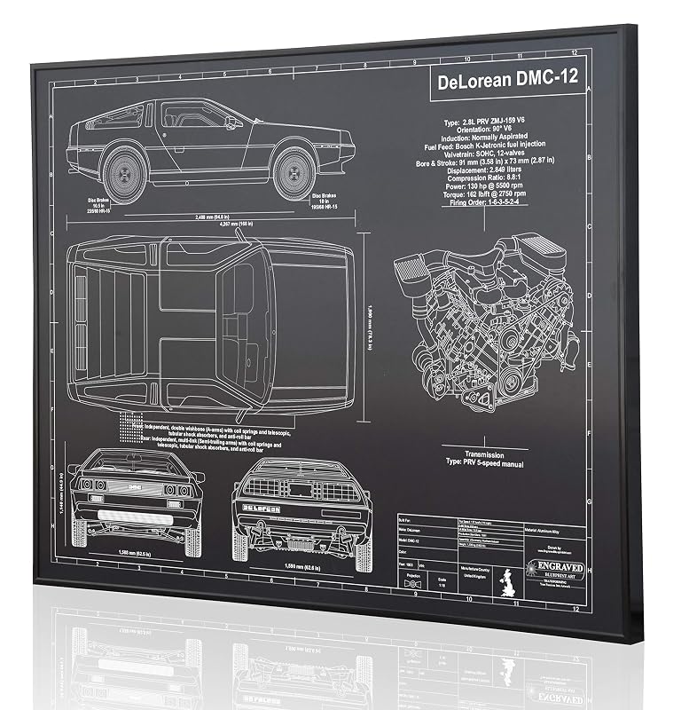 Amazon.com: DeLorean DMC12 Blueprint Artwork-Laser Marked ...