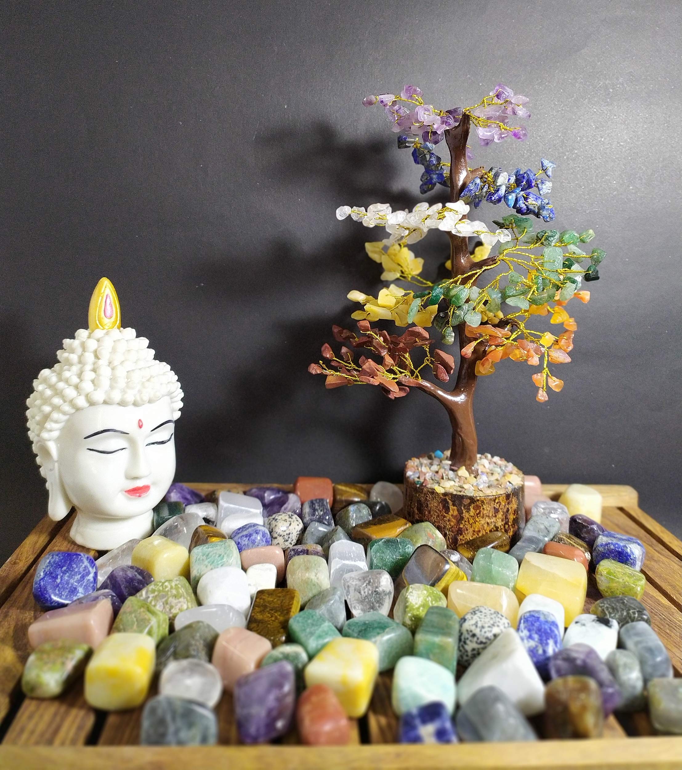 Crocon Seven Chakra Natural Healing Gemstone Crystal Bonsai Fortune ...