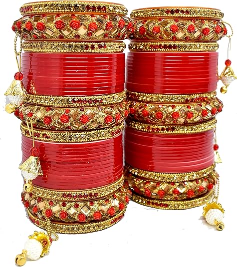 Buy BACHATWALA Glass Chuda Set for Women (Red) at Amazon.in