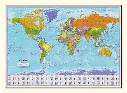 Large Framed World Map (54" x 38"): Amazon.co.uk: Kitchen & Home