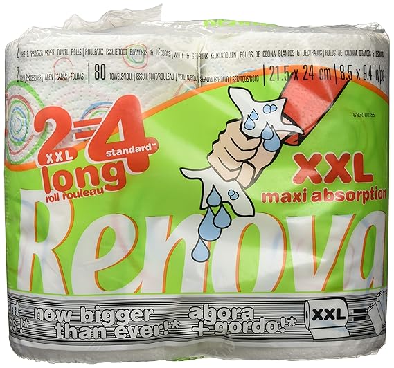 Renova Kitchen Rolls, paper towels with printed design-pack of 2 ...