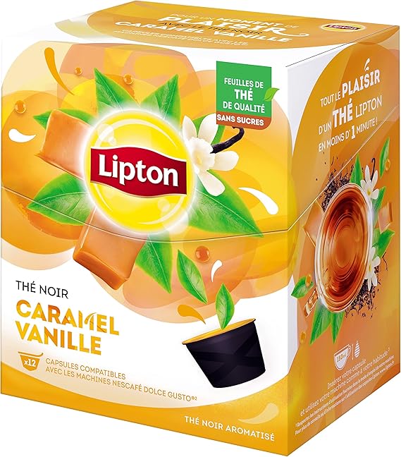 Lipton Thé Noir Caramel Vanille 12 Capsules 33g: Amazon.fr: Amazon Pantry