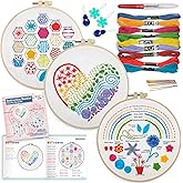 Amazon.com: CRAFTILOO 4 Pack Embroidery Kit for Beginners Stamped Cross ...