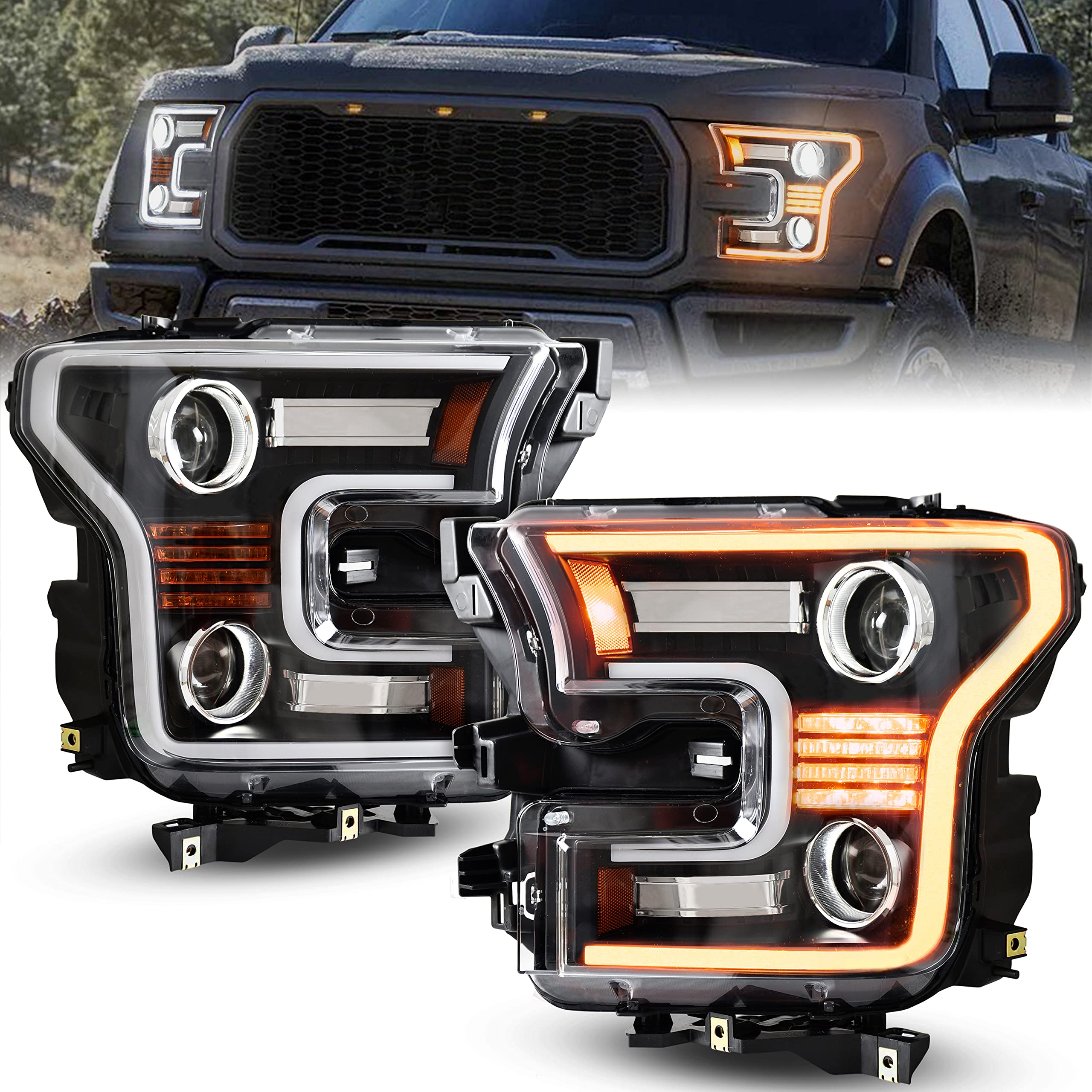 KEWISAUTO Full LED Headlights for F150 2015 2016 2017, DOT Approved LED ...