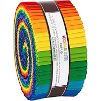 Amazon.com: Kona Cotton Bright Rainbow Roll Up 40 2.5-inch Strips Jelly ...