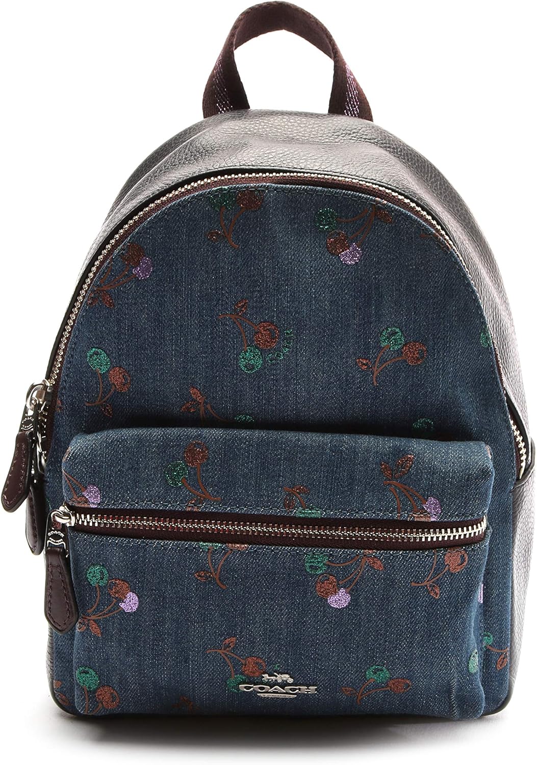 COACH Cherry Print Denim Mini Charlie Backpack Purse F31484 SVM64 DENIM ...