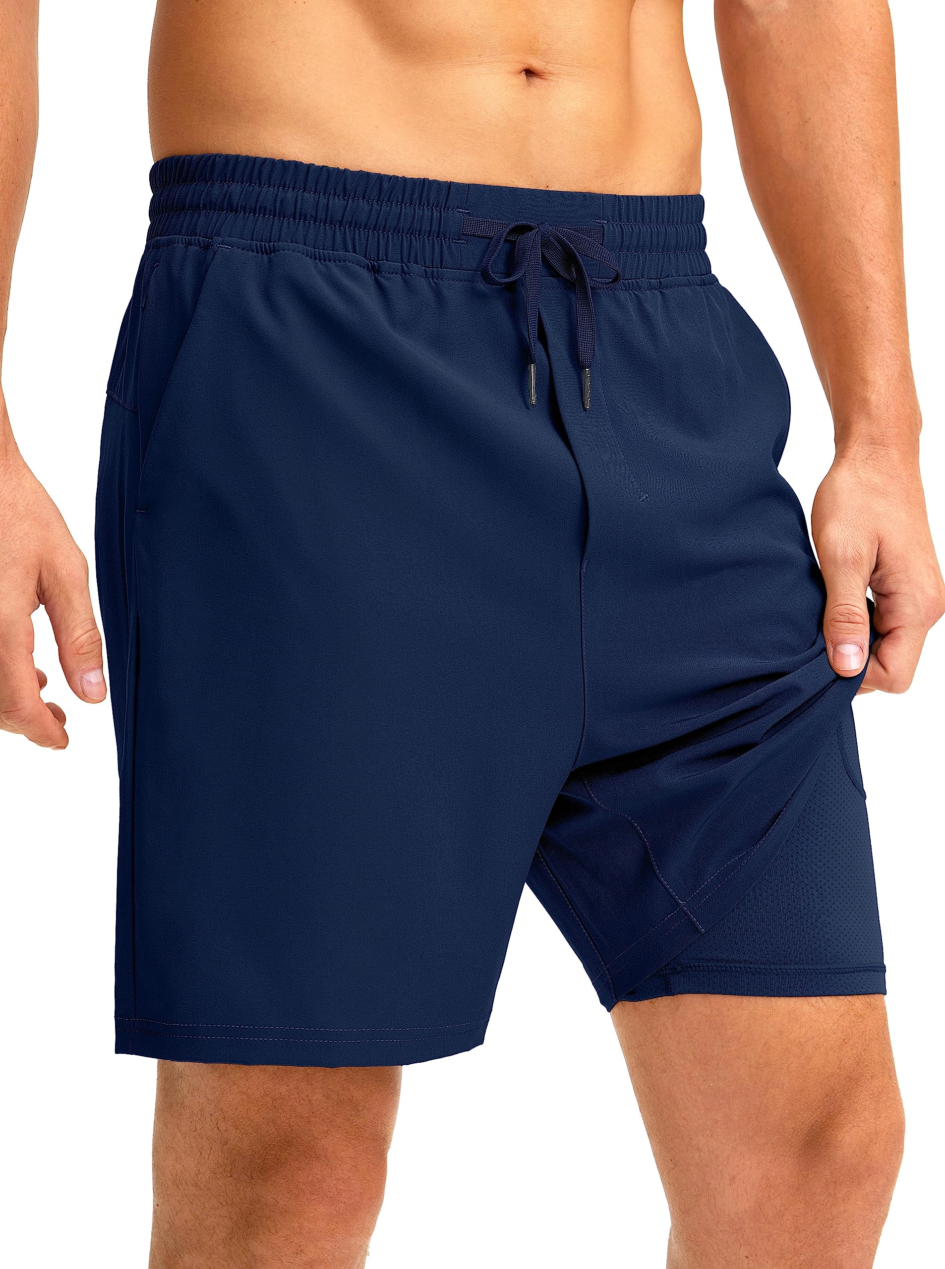 Soothfeel Men's 2 in 1 Running Shorts with Liner 7 Inch Training Gym ...