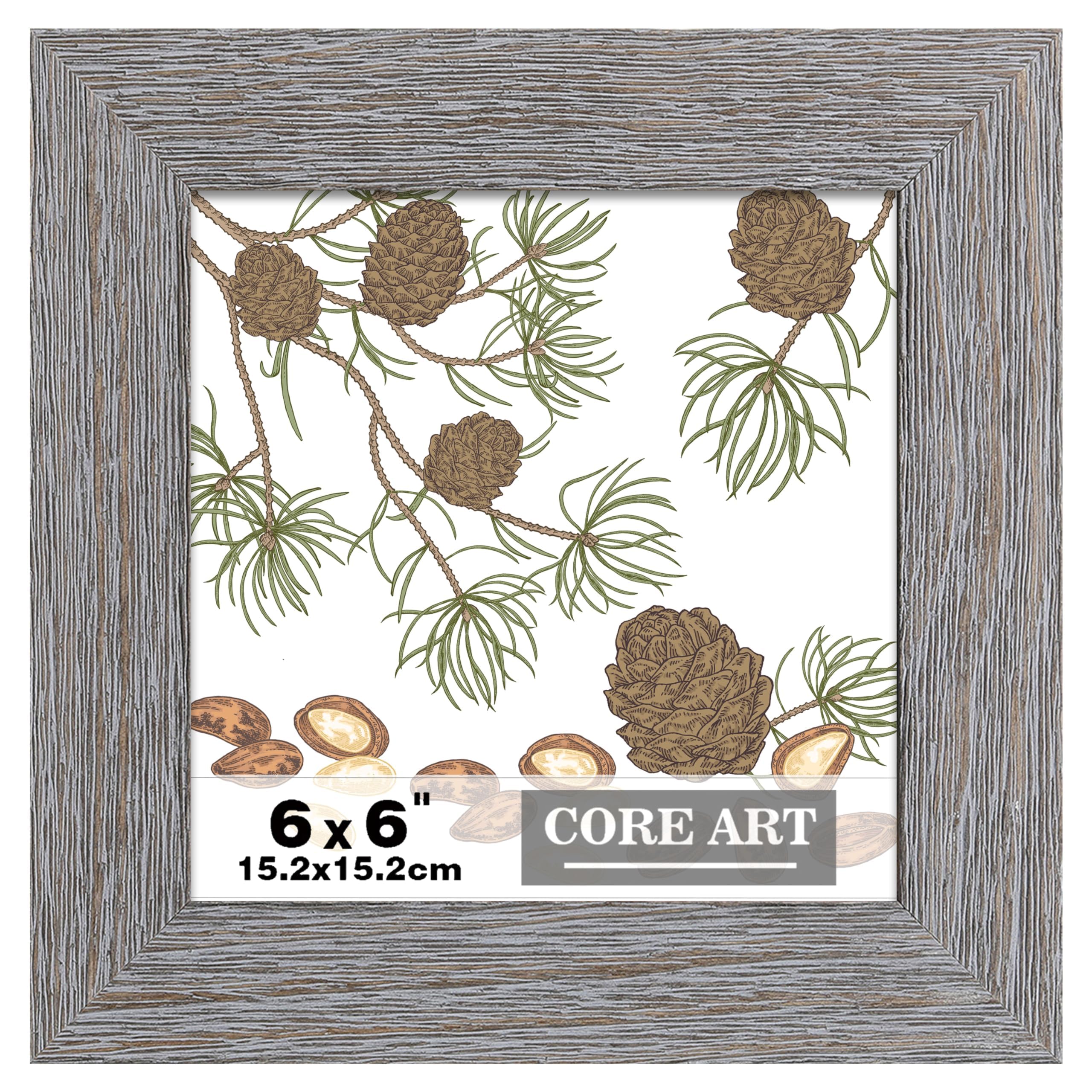 CORE ART 6x6 Picture Frame, Handmade Wood Rustic Gray Photo Frame, High ...