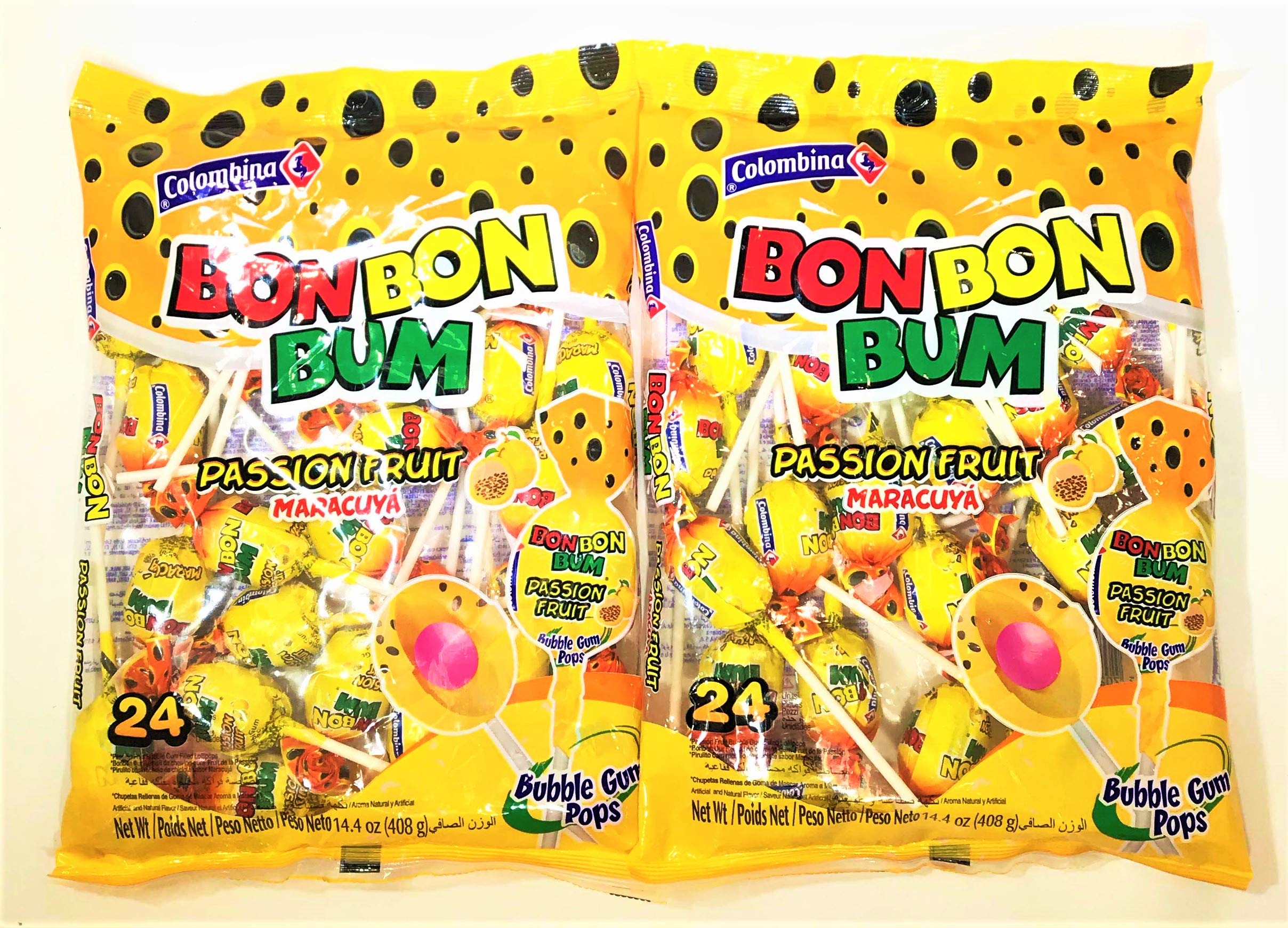 Amazon.com : Colombina Bon Bon Bum Watermelon Bubble Gum Lollipops 24 ...