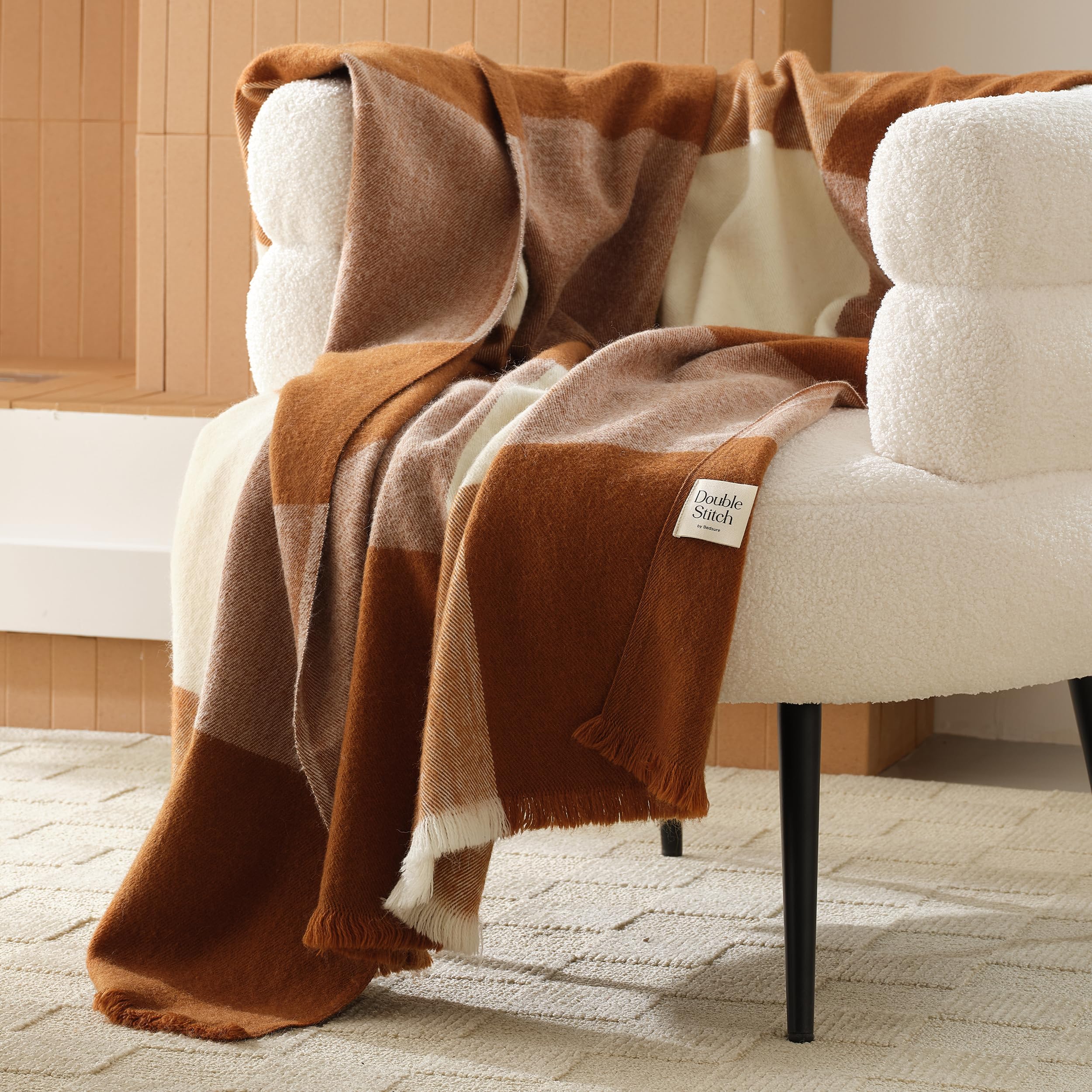 Double Stitch Alpaca Wool Throw Blanket - Warm, Soft Blanket for Couch ...