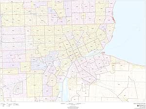 Amazon.com : Detroit, Michigan Zip Codes - 48" x 36" Laminated Wall Map ...