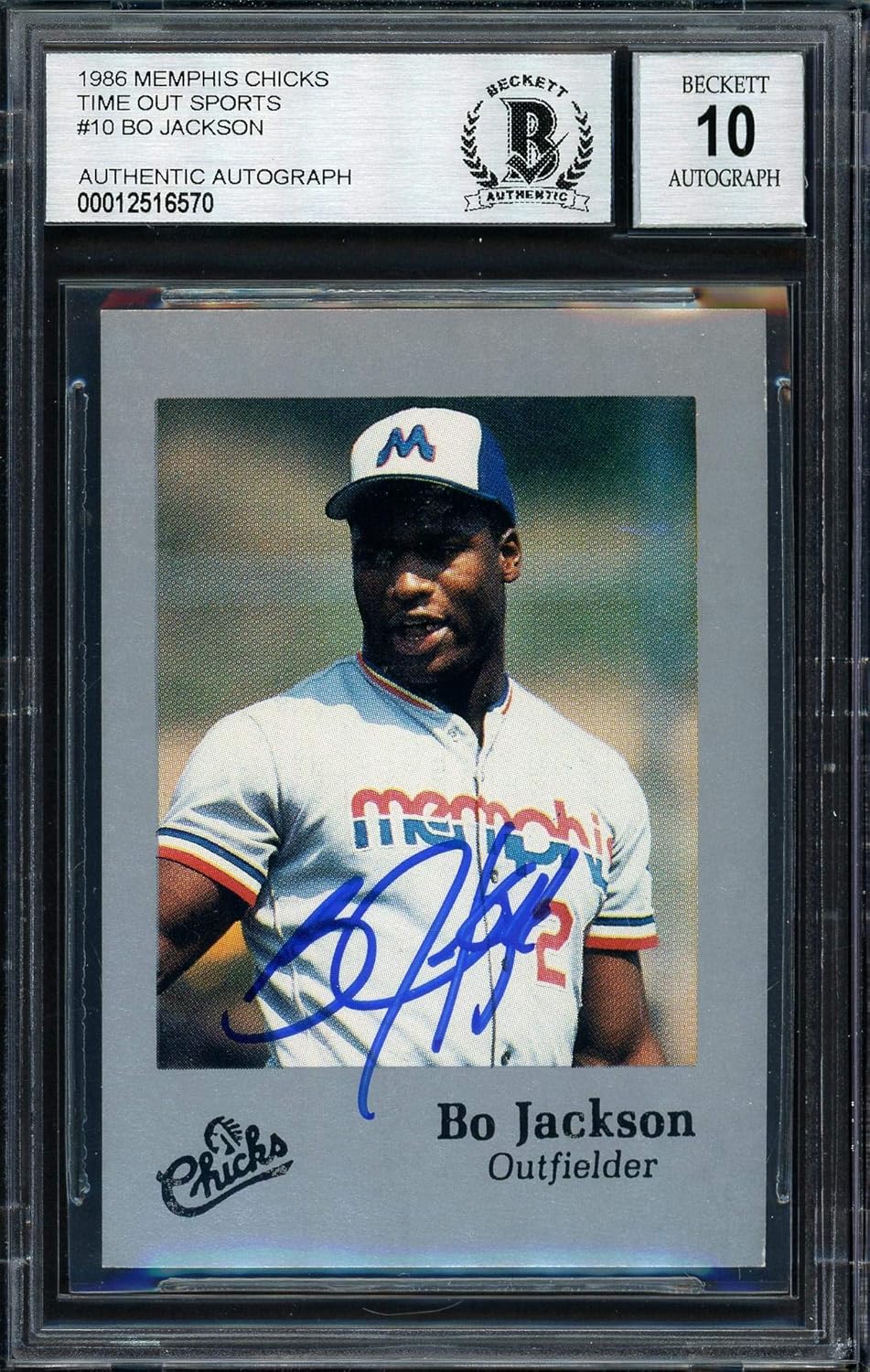Bo Jackson Autographed 1986 Time Out Sports Rookie Card #10 Memphis ...