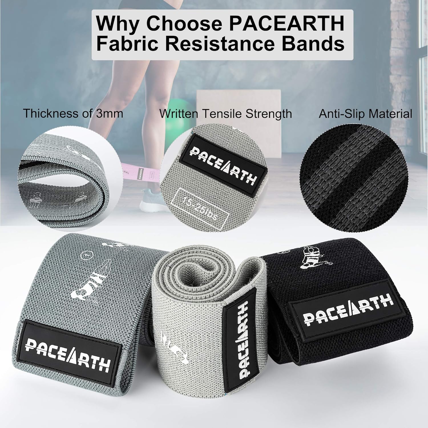 PACEARTH Upgraded Resistance Loop Bands,Elastic Exercise Bands for Leg ...