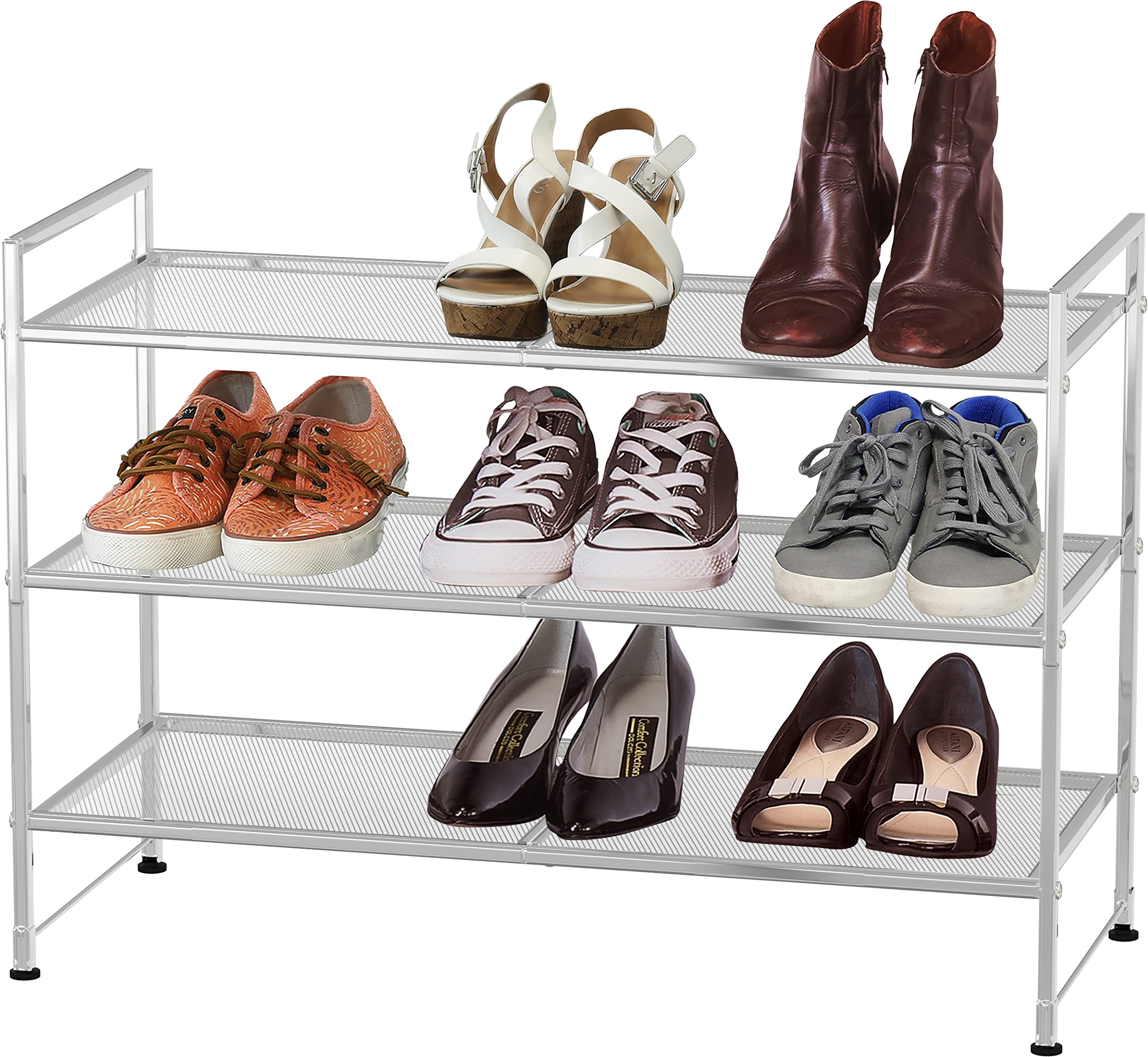 Simple Houseware 3-Tier Stackable Mesh Shoe Rack, Silver for sale ...