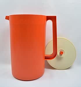 Amazon.com | Vintage Tupperware Orange 1 Gallon Pitcher & Push Button ...