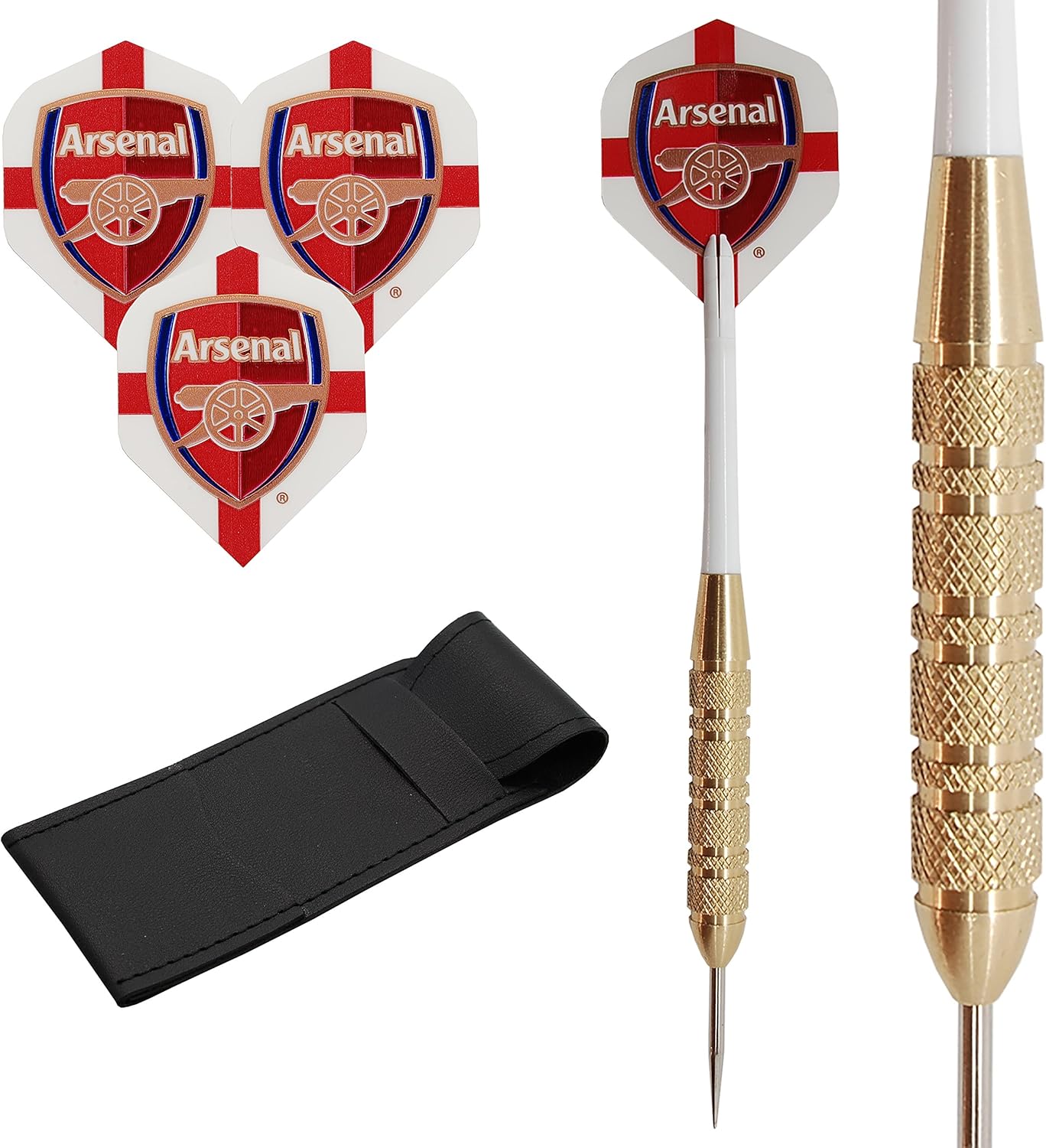 23g Arsenal Brass Darts Set, Standard Shape Flights, Stems & Case ...