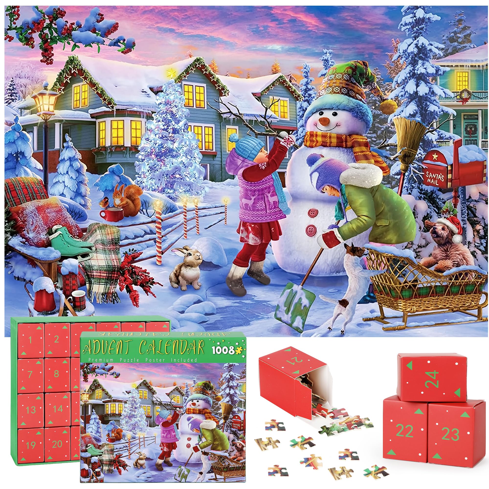 Advent Calendar 2024 Christmas Puzzle for Adults - 1008 Pieces ...