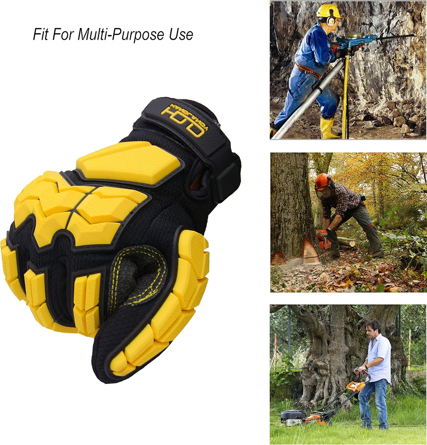 Anti Vibration Work Gloves, SBR Fingers & Palm Padded Work Gloves, Men ...