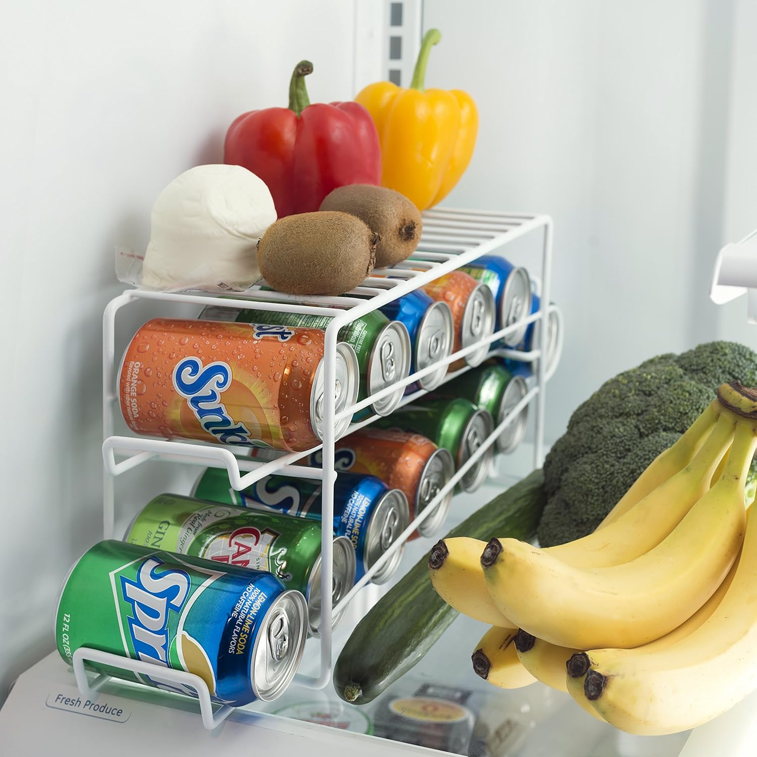 Home Basics Soda Can Beverage Dispenser Rack For Cabinet White Finish 