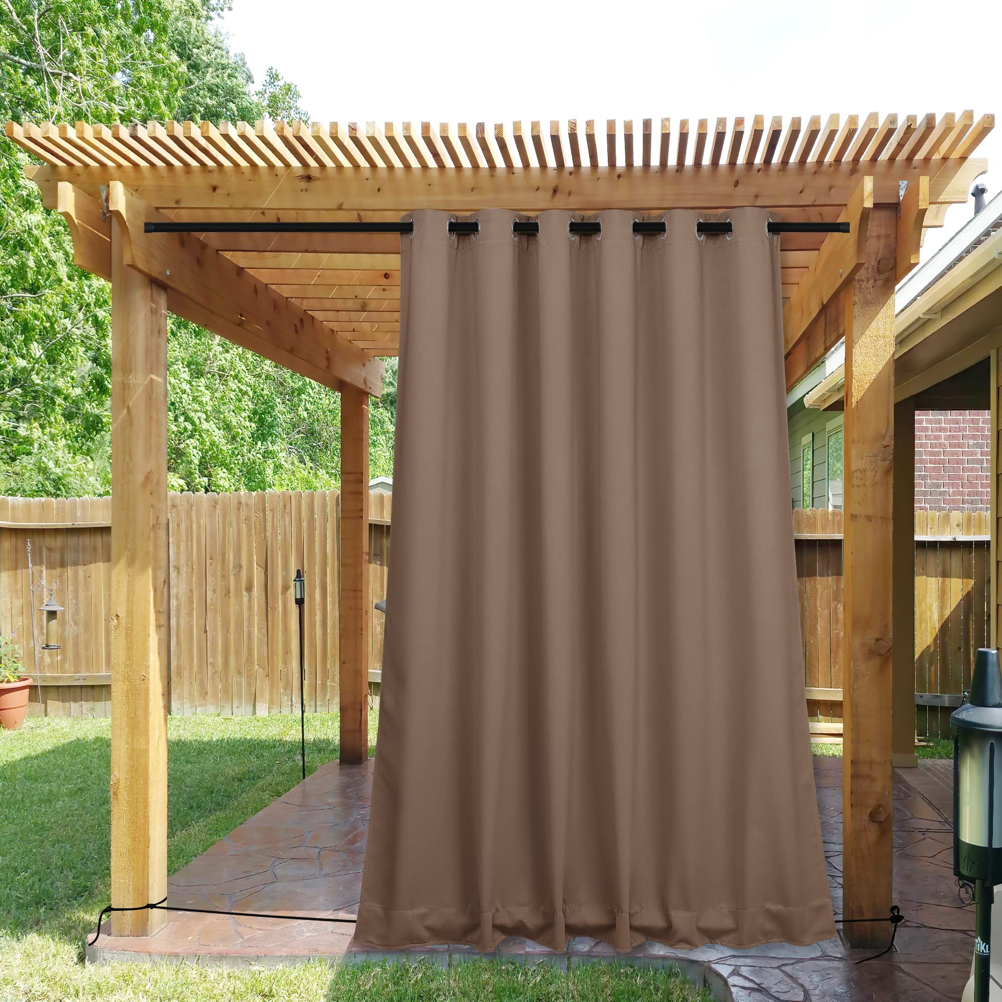 NICETOWN 2 Panels Weighted Blackout Curtains for Patio Waterproof ...