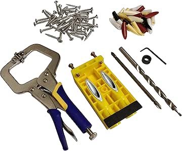 Areally Pocket Hole Jig Kit System, Drill Bit Set with Face Clamp ...