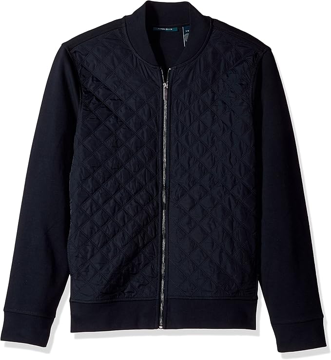 Amazon.com: Perry Ellis Men's Quilted Nylon Full Zip Jacket, Dark ...