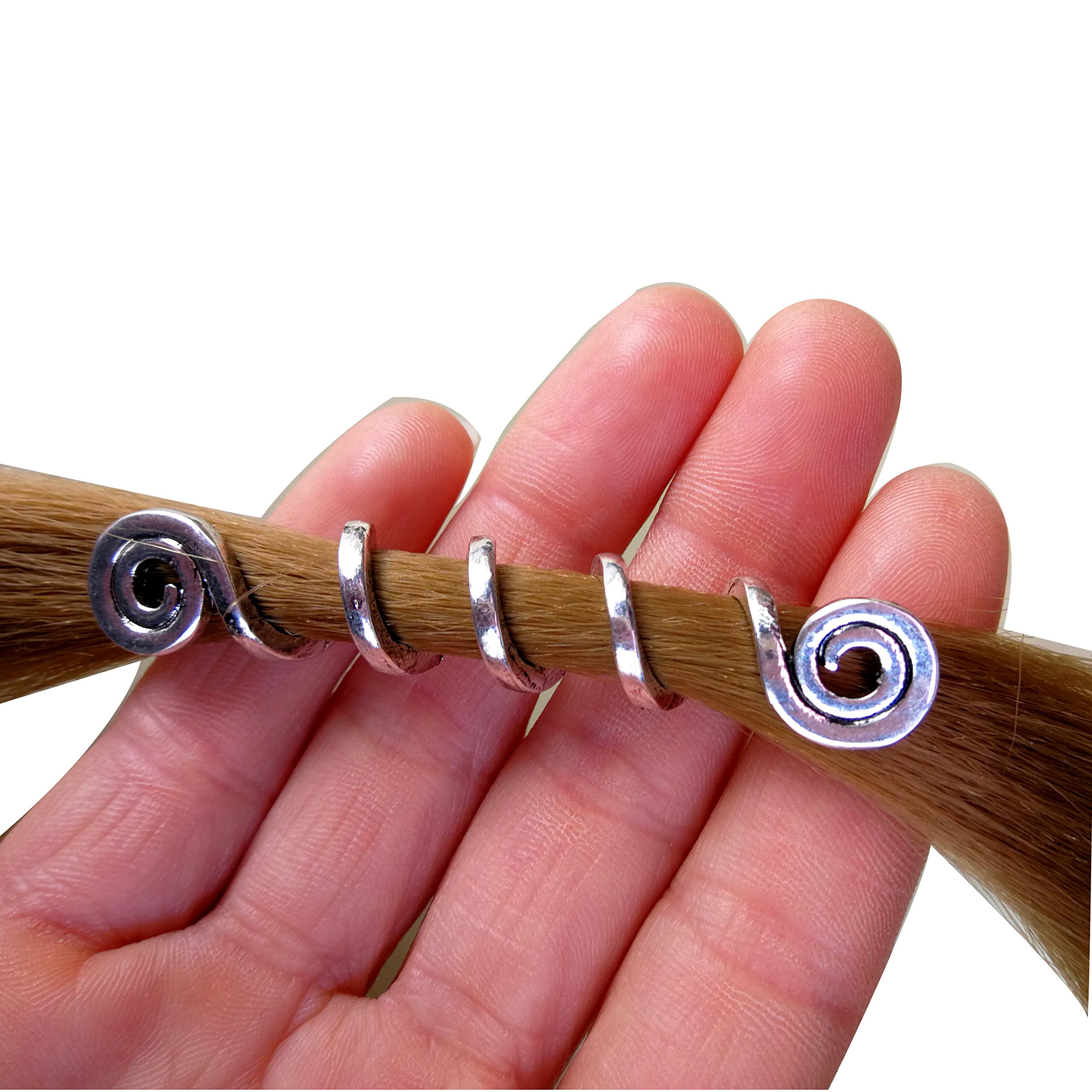 Amazon.com : Spiral Antiqued Viking Hair Beads Beard Jewelry Dreadlock ...