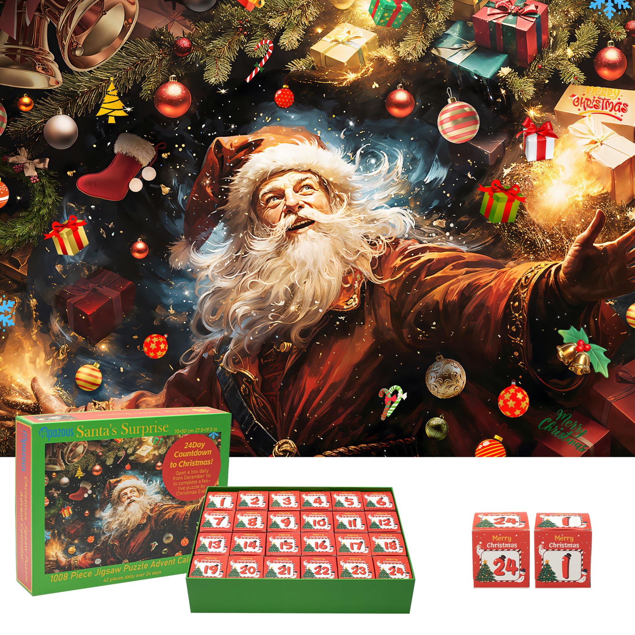 Jigsaw Puzzle Advent Calendar 2024,1008 Shaped Piece with Santa's ...