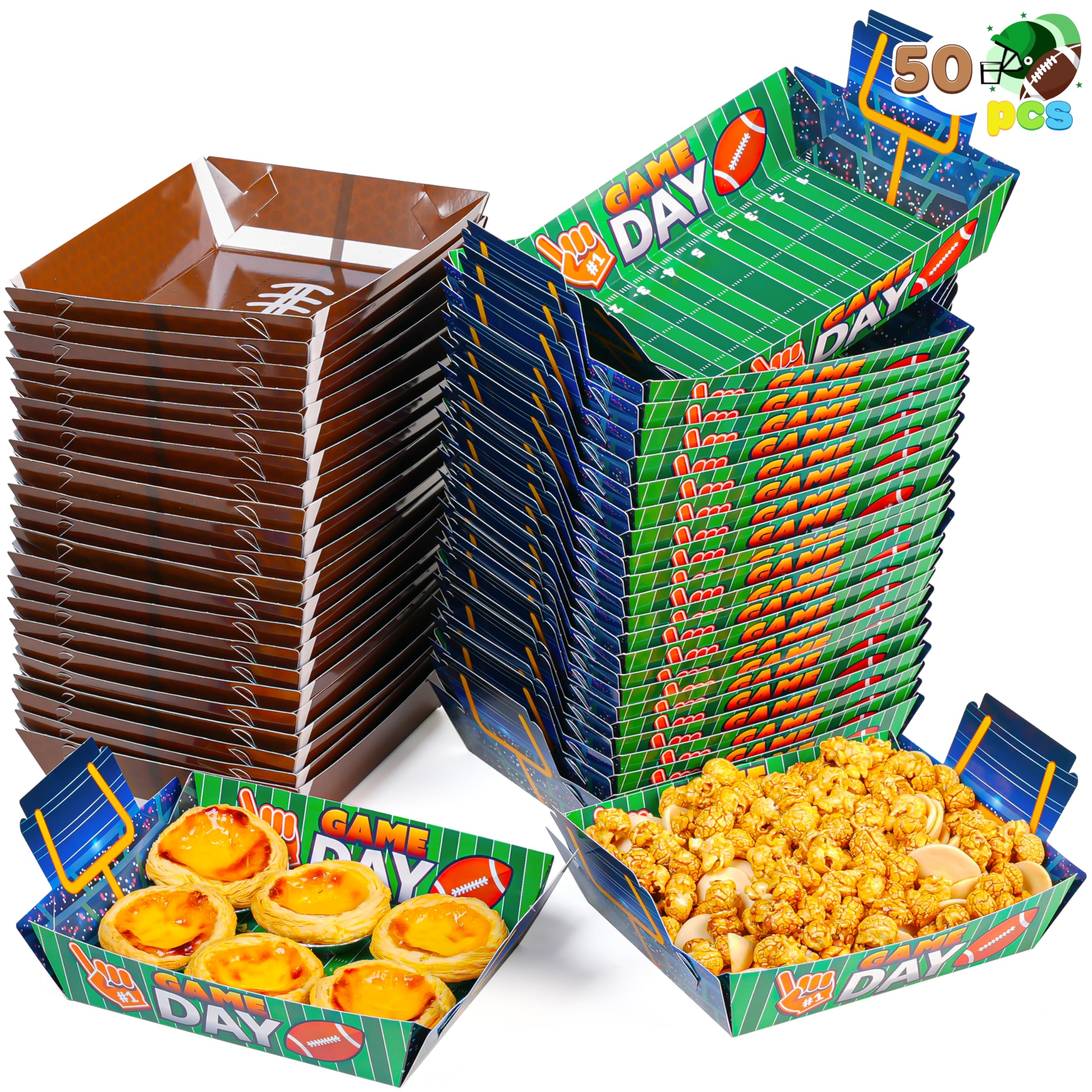 JOYIN 48 PCS Football Party Trays, Disposable Paper Plates Paper Bowls ...