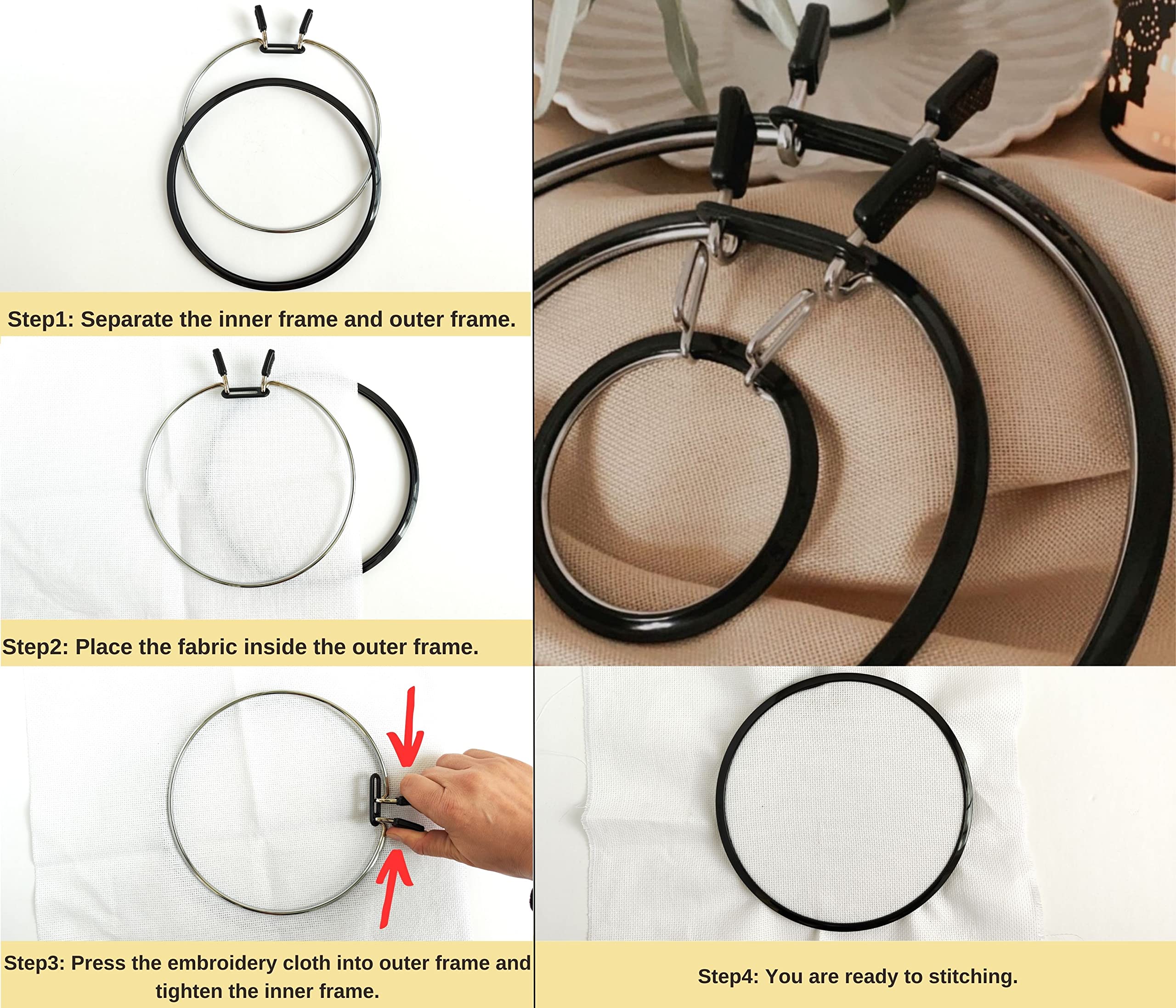 Mua Premium Quality, Black Large Metal Spring Tension Embroidery Hoop ...