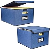 Amazon.com: Collapsible File Box with Lid [2-Pack] Decorative Documents ...