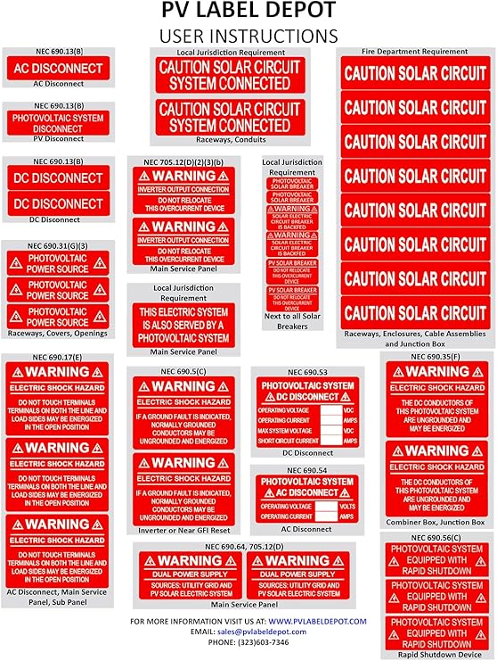 40 Premium UV Resistant Solar PV Safety Warning Photovoltaic System ...