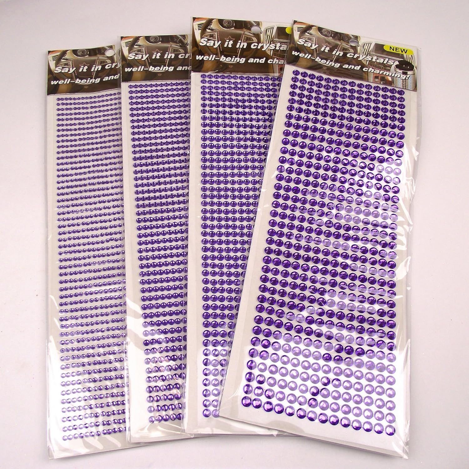 Up to 1350x Stick On Self Adhesive Rhinestones - (Purple, 6mm x504 pcs ...