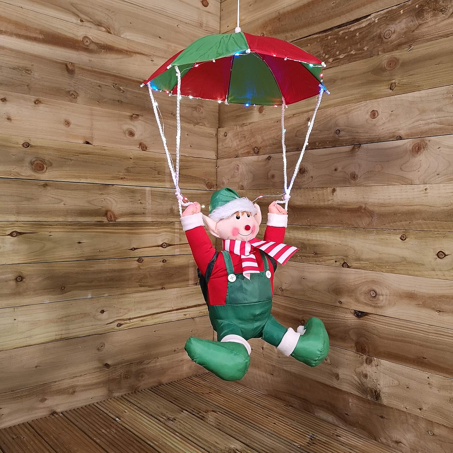 Premier 60cm Parachuting Christmas Elf Multi-Colour LED Lights: Amazon ...