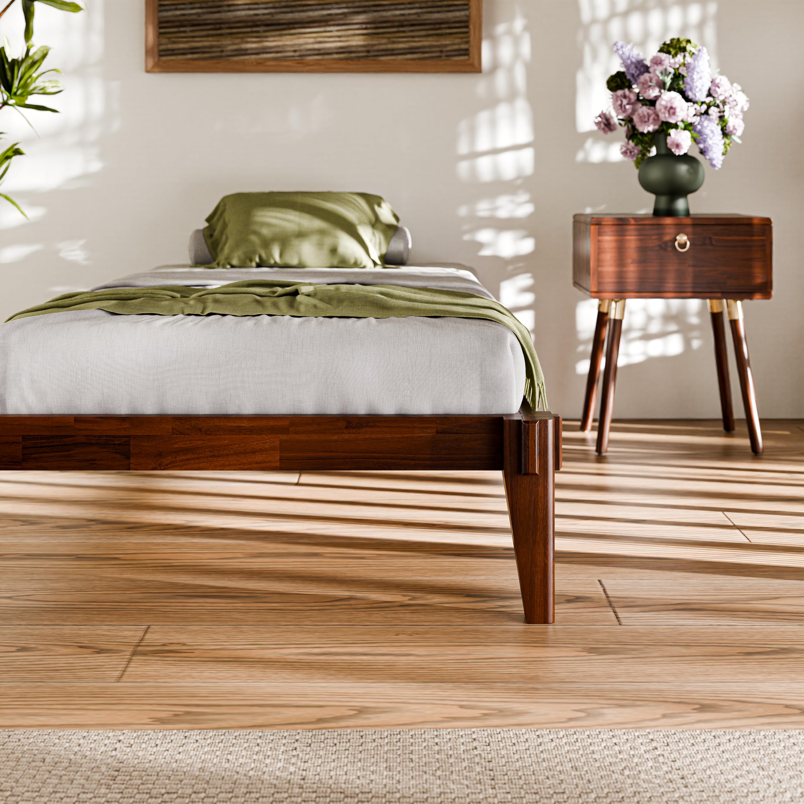 Bme Chalipa 14” Solid Wood Bed Frames - Wood Platform Bed Frame - Japanese Joinery Bed Frame ...