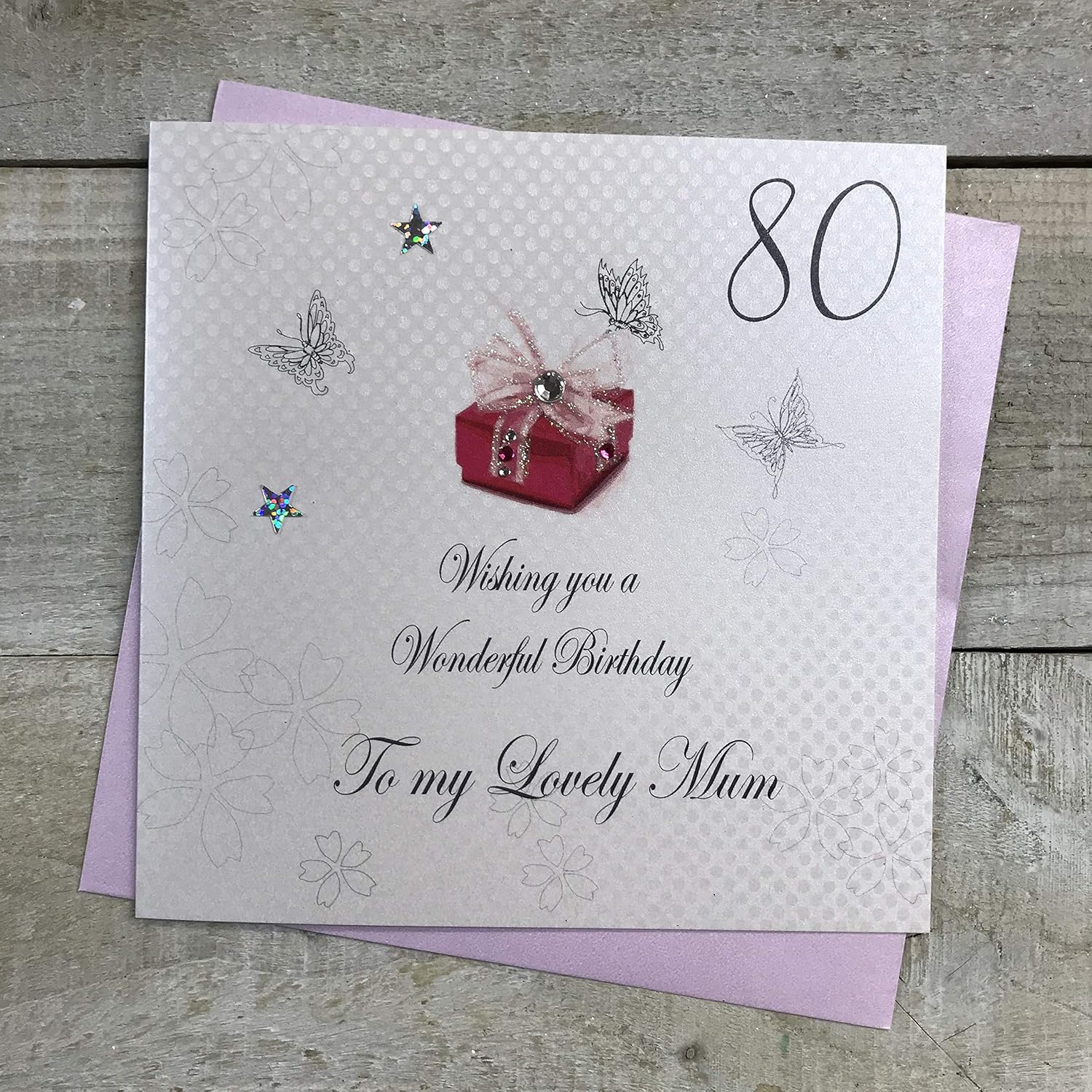 WHITE COTTON CARDS 80 Wishing you a Wonderful Lovely Mum Handmade 80th ...