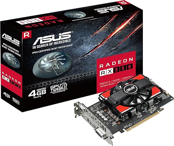 ASUS AMD RX 550 RX550-4G 128-Bit GDDR5 Memory DisplayPort/HDMI/DL-DVI-D ...