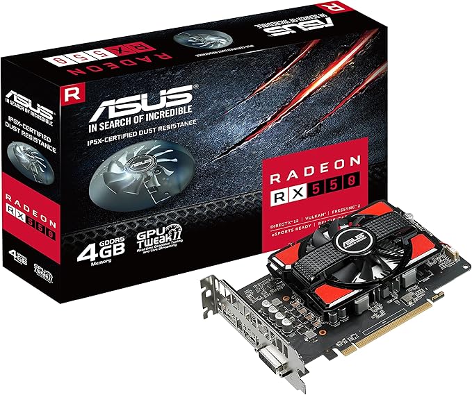 ASUS AMD RX 550 RX550-4G 128-Bit GDDR5 Memory DisplayPort/HDMI/DL-DVI-D ...