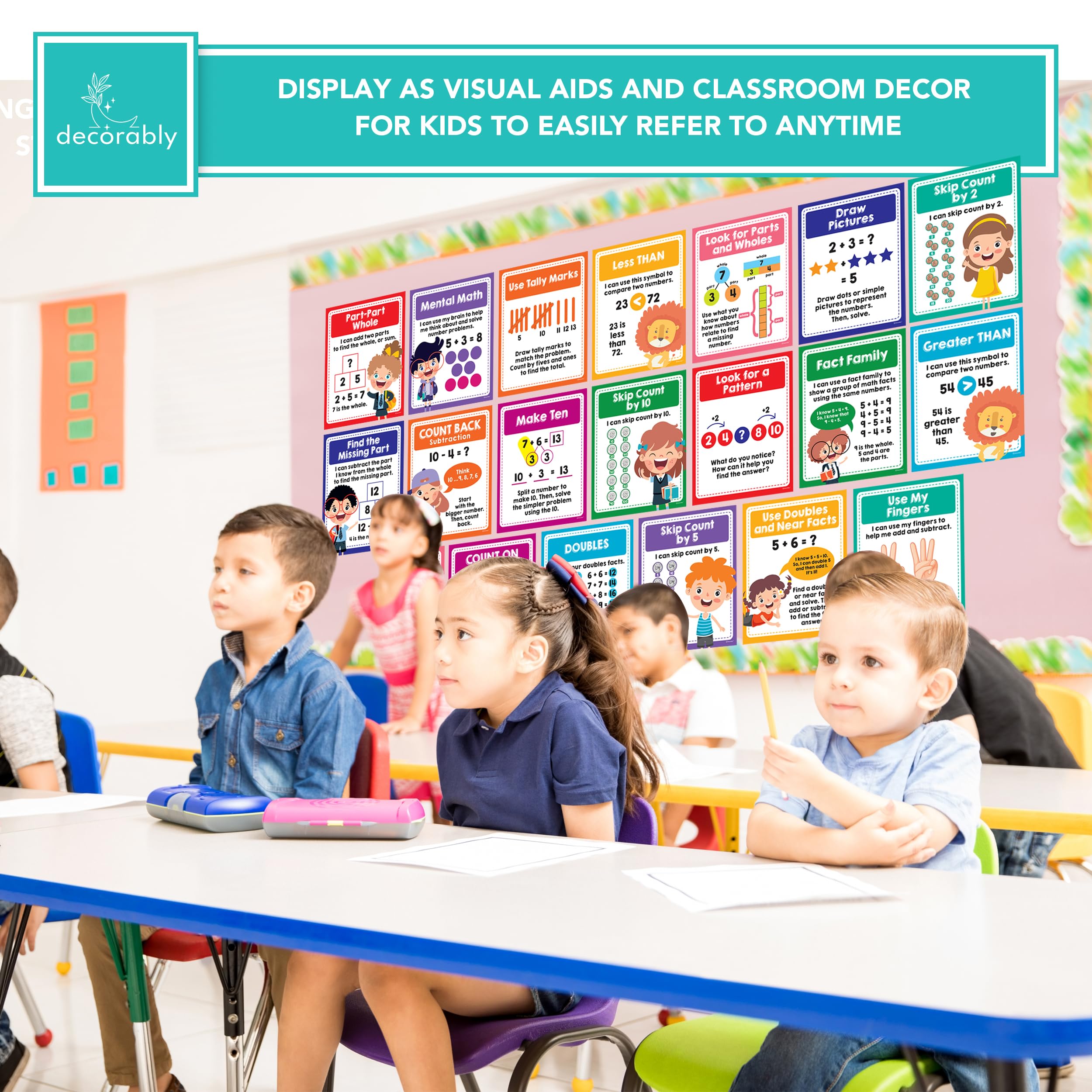 Mua Decorably 20 Vibrant Math Posters for Elementary School, 11x14in ...