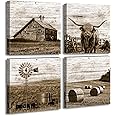 Amazon.com: DJSYLIFE Western Decor Farmhouse Wall Decor Highland Cow ...