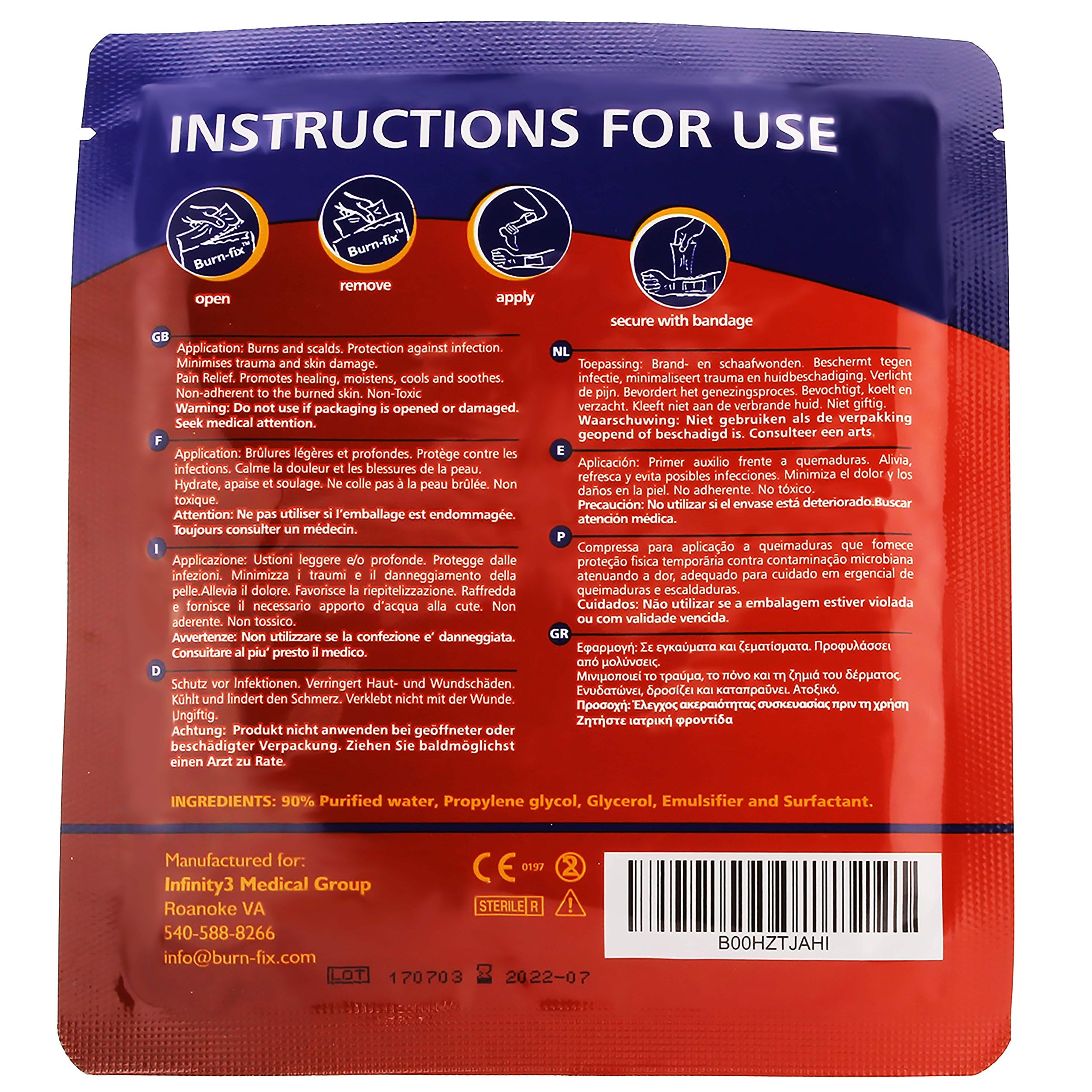 Mua Burn-Fix- 8 Pack-Burn Gel Dressing 4 x 4" Burn Care Cream First Aid ...