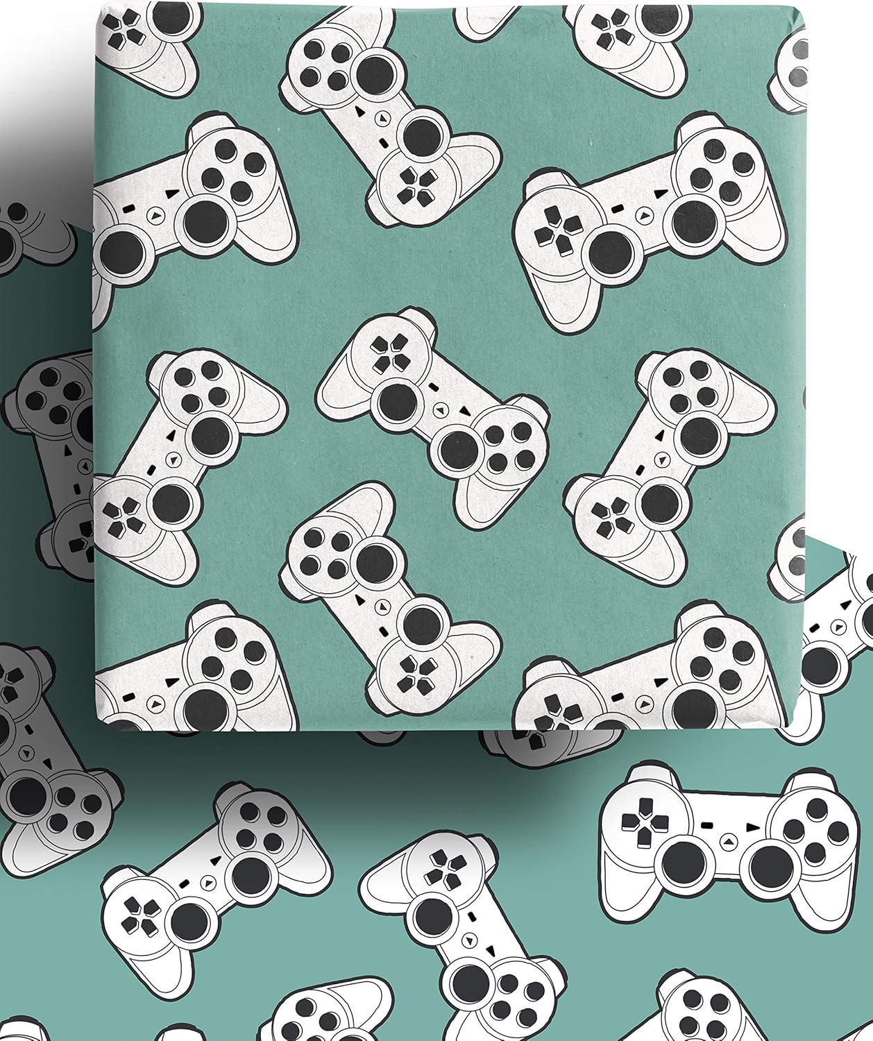 3 x Gamer Wrapping Paper Sheets – Premium Recyclable Computer Game Gift ...