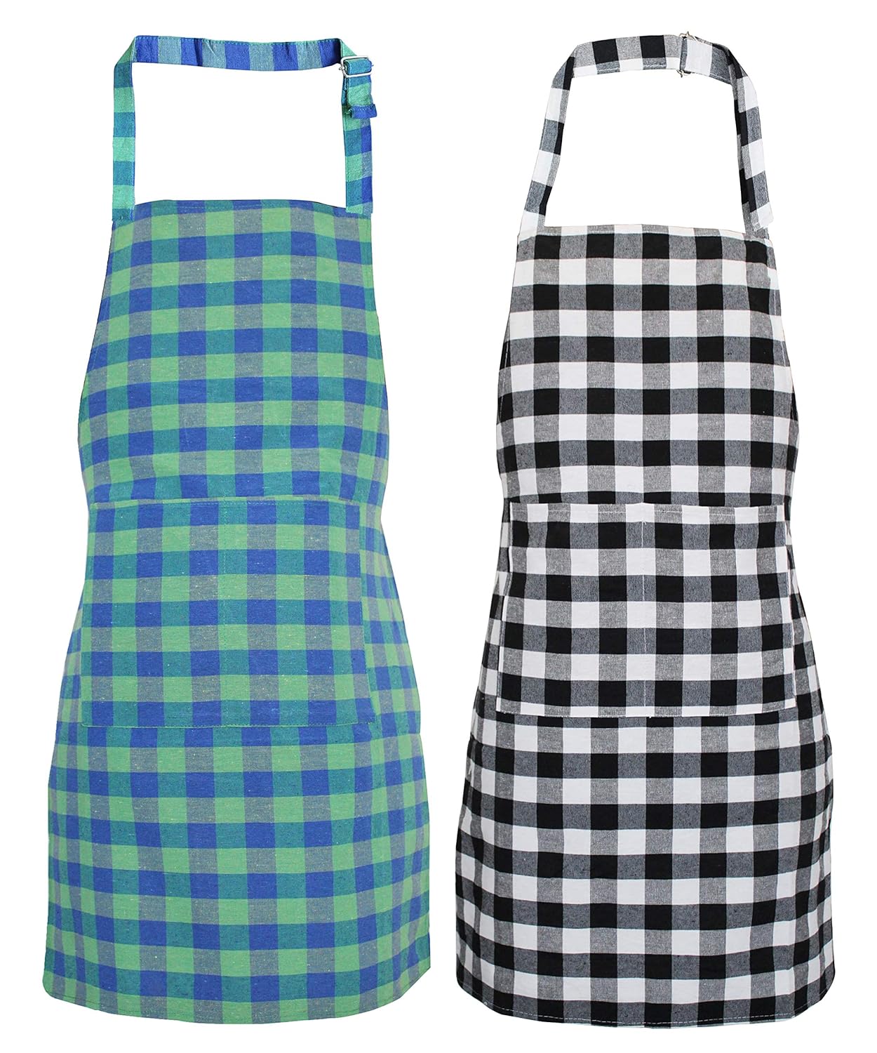 GLUN Waterproof Unisex Kitchen Checkered Design Apron with 2 Front ...