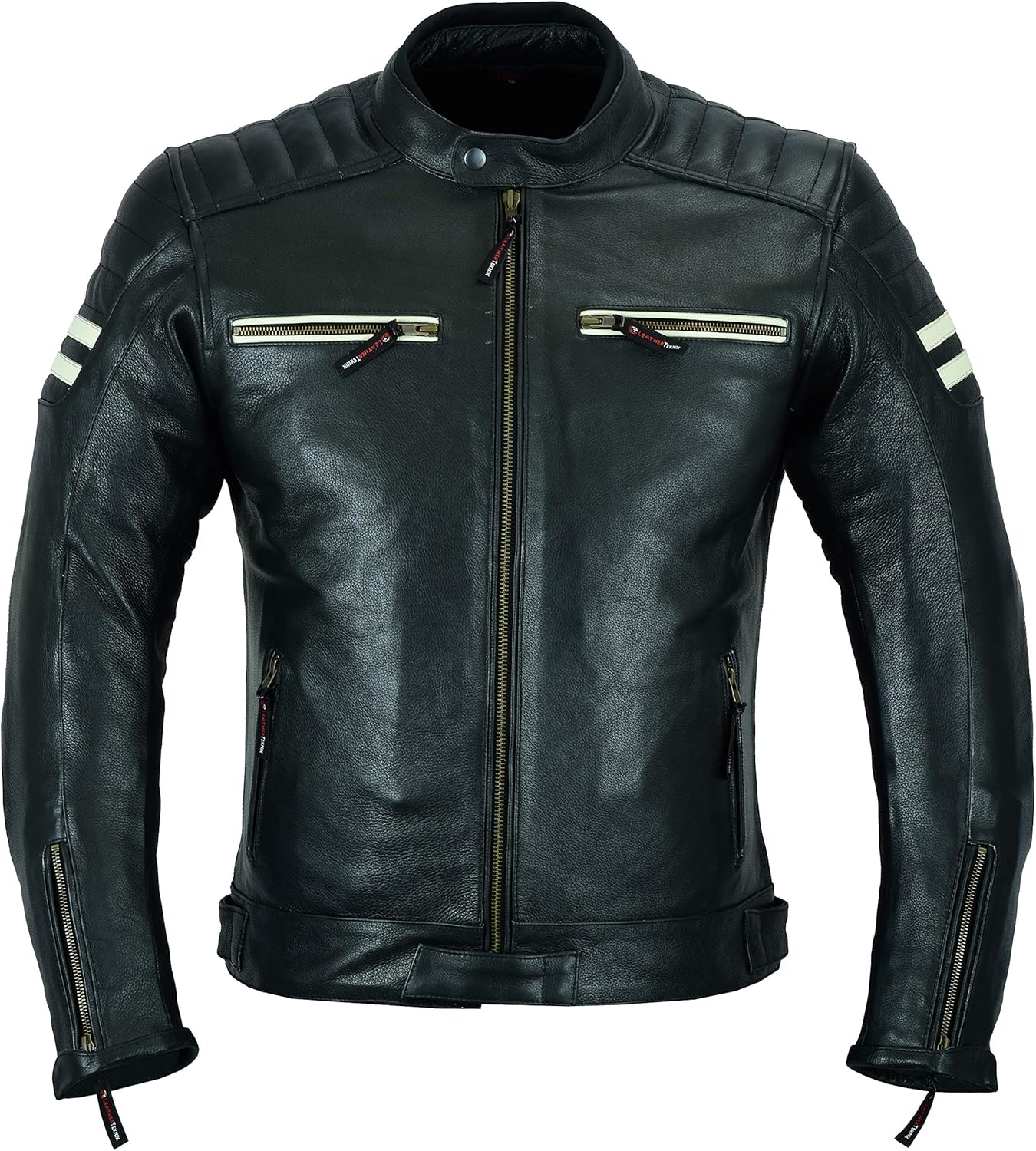 Amazon.com: Men,s MOTORCYCLE ARMORED LEATHER [NATURAL GRAIN] WITH ...
