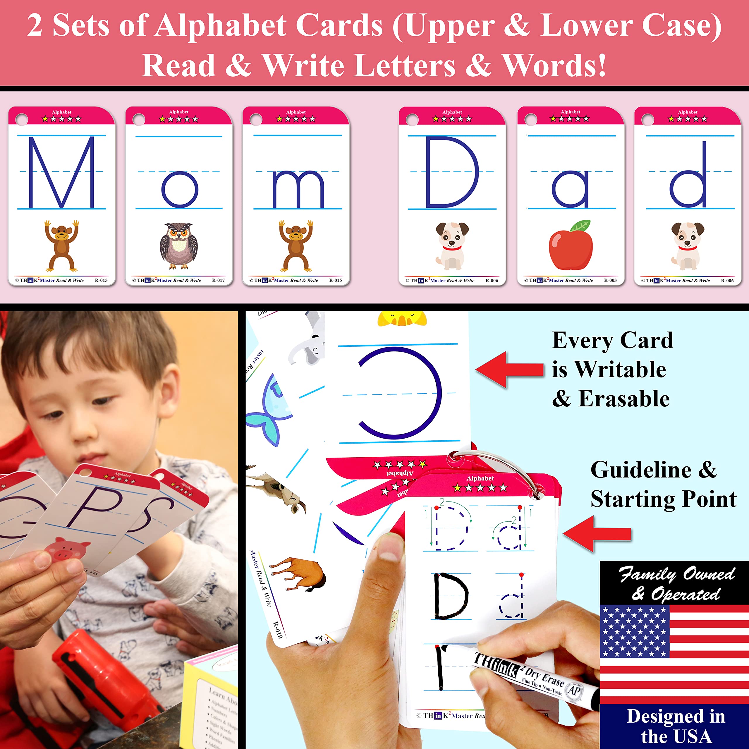 Mua THINK2MASTER Premium 186 Laminated Alphabet, Sight Words & Phonics ...