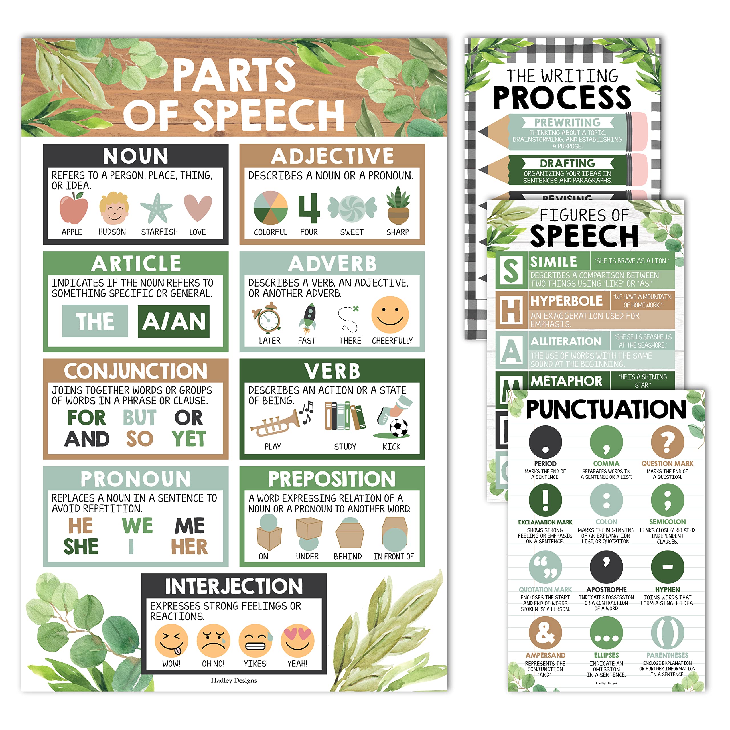 Mua 4 Farmhouse Grammar Posters For Language Arts - ELA Posters ...