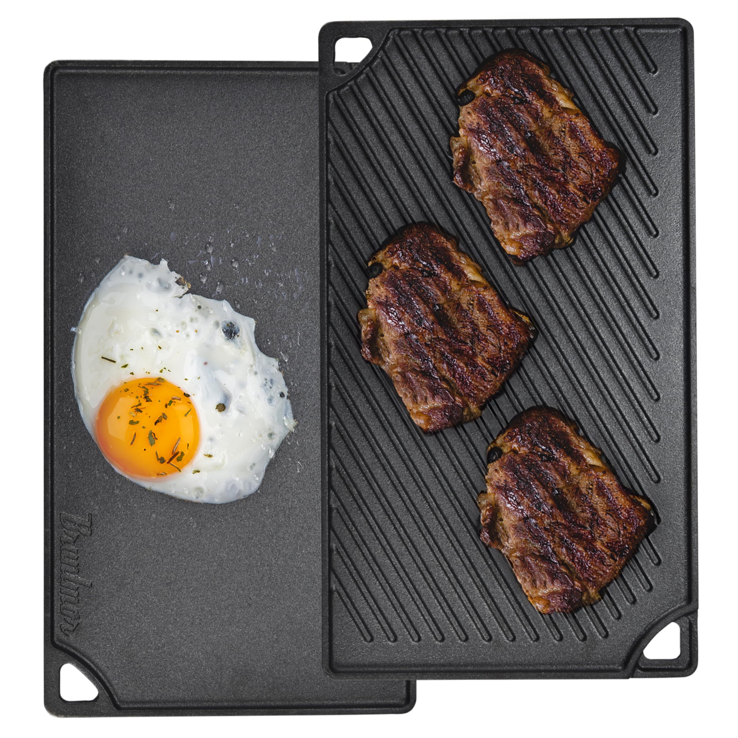 Bruntmor 2-in-1 Reversible Grill Plate - Pre-Seasoned Cast Iron Griddle ...